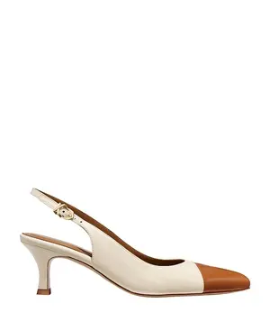 MARGAUX LONNBERG The Colette Slingback Pumps - Cotton And Saddle Nappa