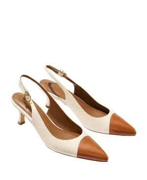 MARGAUX LONNBERG The Colette Slingback Pumps - Cotton And Saddle Nappa