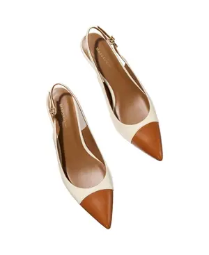 MARGAUX LONNBERG The Colette Slingback Pumps - Cotton And Saddle Nappa