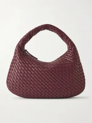 Bottega Veneta Medium Intrecciato Leather Shoulder Bag - Red