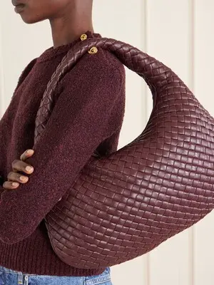 Bottega Veneta Medium Intrecciato Leather Shoulder Bag - Red