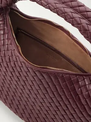 Bottega Veneta Medium Intrecciato Leather Shoulder Bag - Red