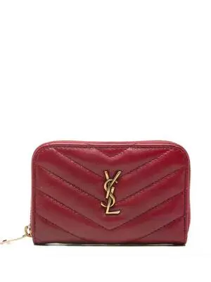 Saint Laurent Chevron Logo Wallet - Red
