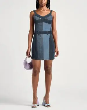 MARINE SERRE Mini Denim Patchwork Dress