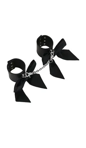 Fleur Du Mal Leather Cuffs With Bow Detail - Black