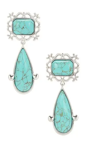 PETIT MOMENTS Viva Dangle Earrings - Silver & Turquoise