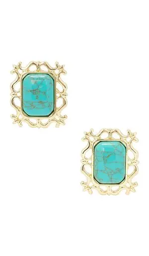 PETIT MOMENTS Viva Stud Earrings - Gold & Turquoise