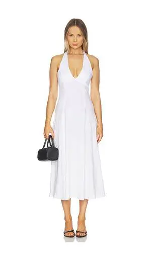 AEXAE Linen Halter Neck Maxi Dress - White