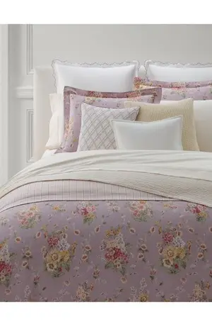 Ralph Lauren Selina Floral & Stripe Reversible Sateen Duvet Cover & Sham Set - Lavendar Multi