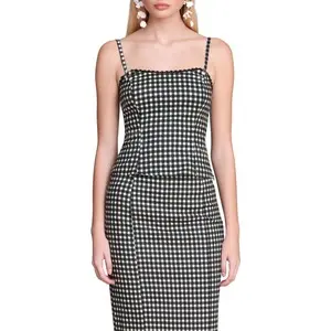 Avec Les Filles Peplum Cami - Black/cream Gingham