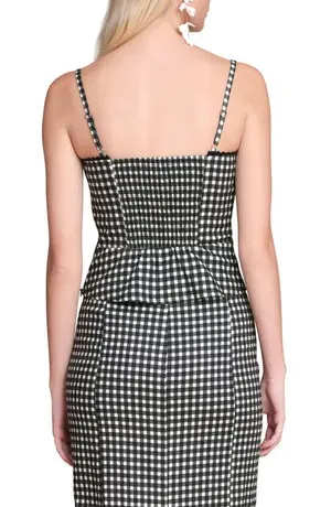 Avec Les Filles Peplum Cami - Black/cream Gingham