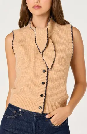 Astr The Label Auberthe Tie Neck Sweater Vest
