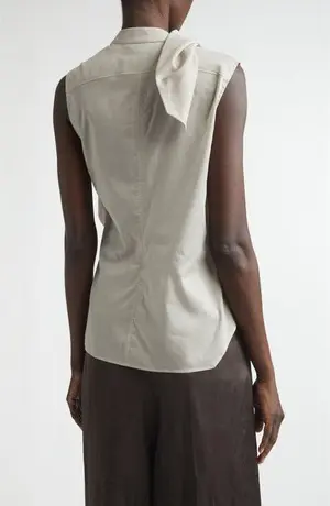 Rick Owens Sleeveless Semisheer Chambray Button-up Shirt
