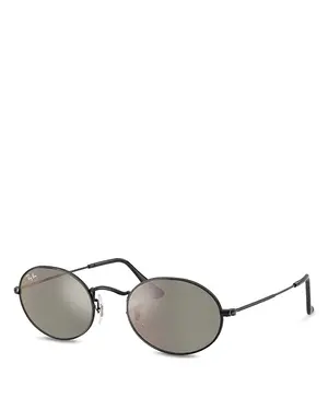 Ray-ban Oval Sunglasses, 51mm - Black/grey Mirrored Bronze