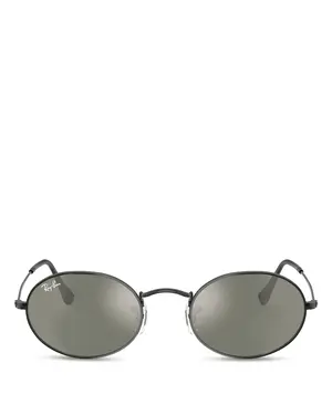 Ray-ban Oval Sunglasses, 51mm - Black/grey Mirrored Bronze