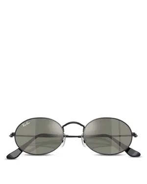 Ray-ban Oval Sunglasses, 51mm - Black/grey Mirrored Bronze