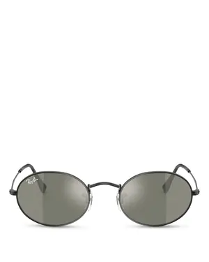 Ray-ban Oval Sunglasses, 51mm - Black/grey Mirrored Bronze