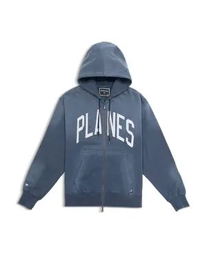 PAPER PLANES Zip Logo Hoodie - Steel Blue