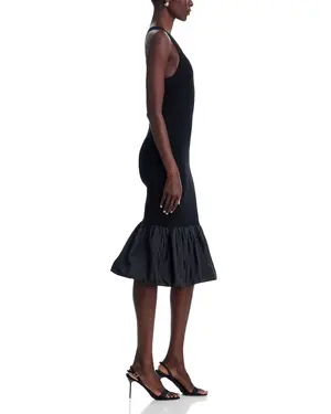PATOU Long Mixed Media Faille Knit Dress - Black