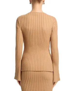 Stella McCartney Ribbed Cotton Cardigan - Caramel