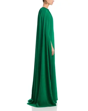 Oscar De La Renta Draped Sleeved Caftan With Brooch