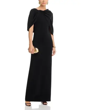 Oscar De La Renta Draped Sleeve Column Gown