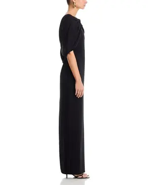 Oscar De La Renta Draped Sleeve Column Gown