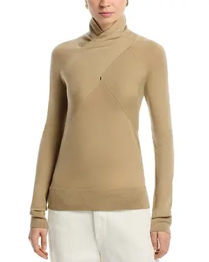 TOTEME Crossover Merino Knit Sweater - Open Brown