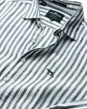 Rodd & Gunn Seadown Linen Striped Shirt - Forest