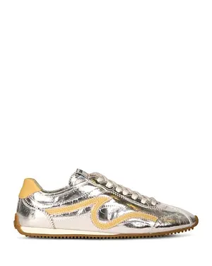 Sandro Light Wave Metallic Leather Sneakers - Silver