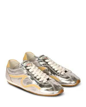 Sandro Light Wave Metallic Leather Sneakers - Silver