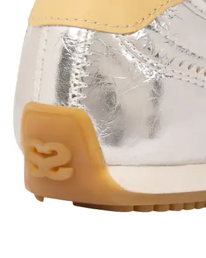 Sandro Light Wave Metallic Leather Sneakers - Silver