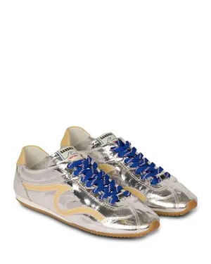 Sandro Light Wave Metallic Leather Sneakers - Silver