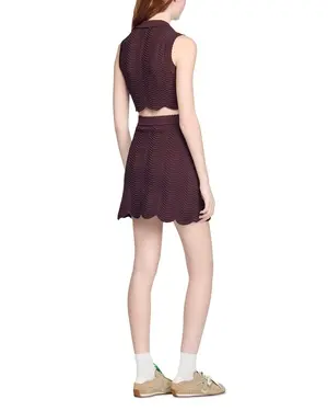 Sandro Cropped Decorative Knit Top - Brown