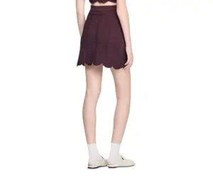 Sandro Short Decorative Knit Skirt - Brown