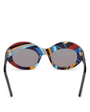 Emilio Pucci Oval Sunglasses, 52mm - Black/smoke