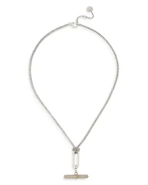 ALLSAINTS April Pave T Bar Lariat Necklace - Warm Brass