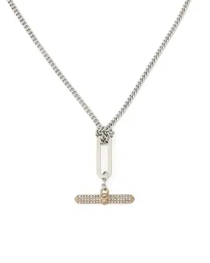 ALLSAINTS April Pave T Bar Lariat Necklace - Warm Brass