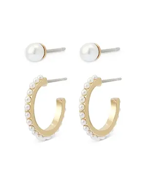 ALLSAINTS Hazel Imitation Pearl Earrings Set - Pearl/gold