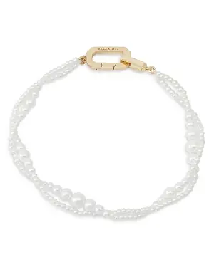 ALLSAINTS Hazel Imitation Pearl Double Strand Bracelet - Pearl/gold