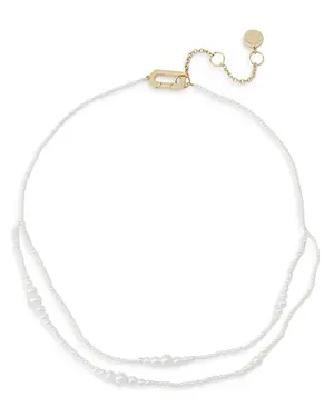 ALLSAINTS Hazel Imitation Pearl Layered Necklace - Pearl/gold