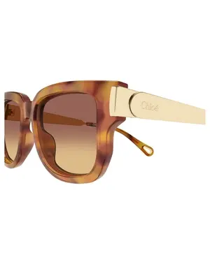 Chloé Rectangular Sunglasses, 54mm - Light Havana/brown