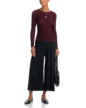 Issey Miyake Ribbed Pleats January Top - Bordeaux