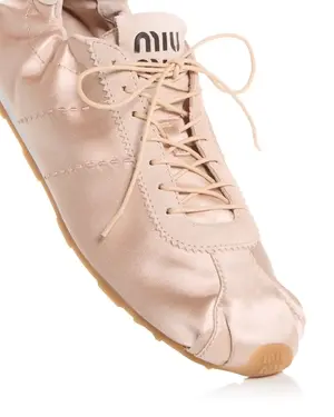 Miu Miu Plume Satin Sneakers - Cipria