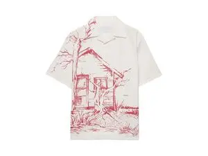 Prada Printed Cotton Bowling Shirt - Red