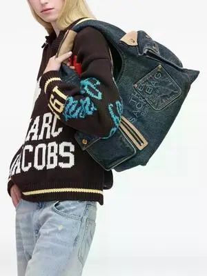 Marc Jacobs The Denim Suede-detail Pocket Tote Bag - Blue