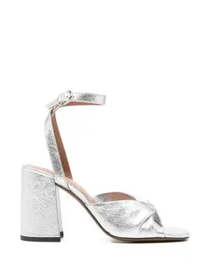 Maje Twisted Ankle Strap Sandals - Silver