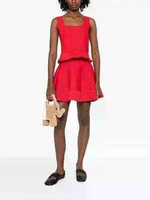 Maje Ruffled Ribbed Knit Top