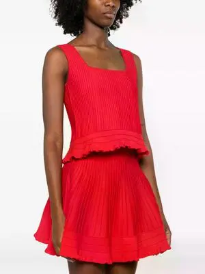 Maje Ruffled Ribbed Knit Top