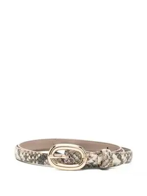 Maje Snake-print Oval Buckle Belt